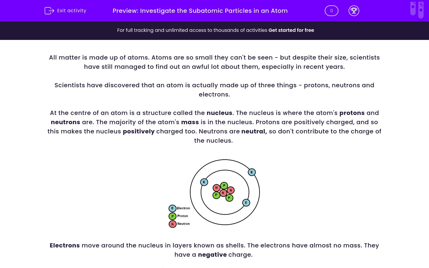 Investigate the Subatomic Particles in an Atom Worksheet - EdPlace