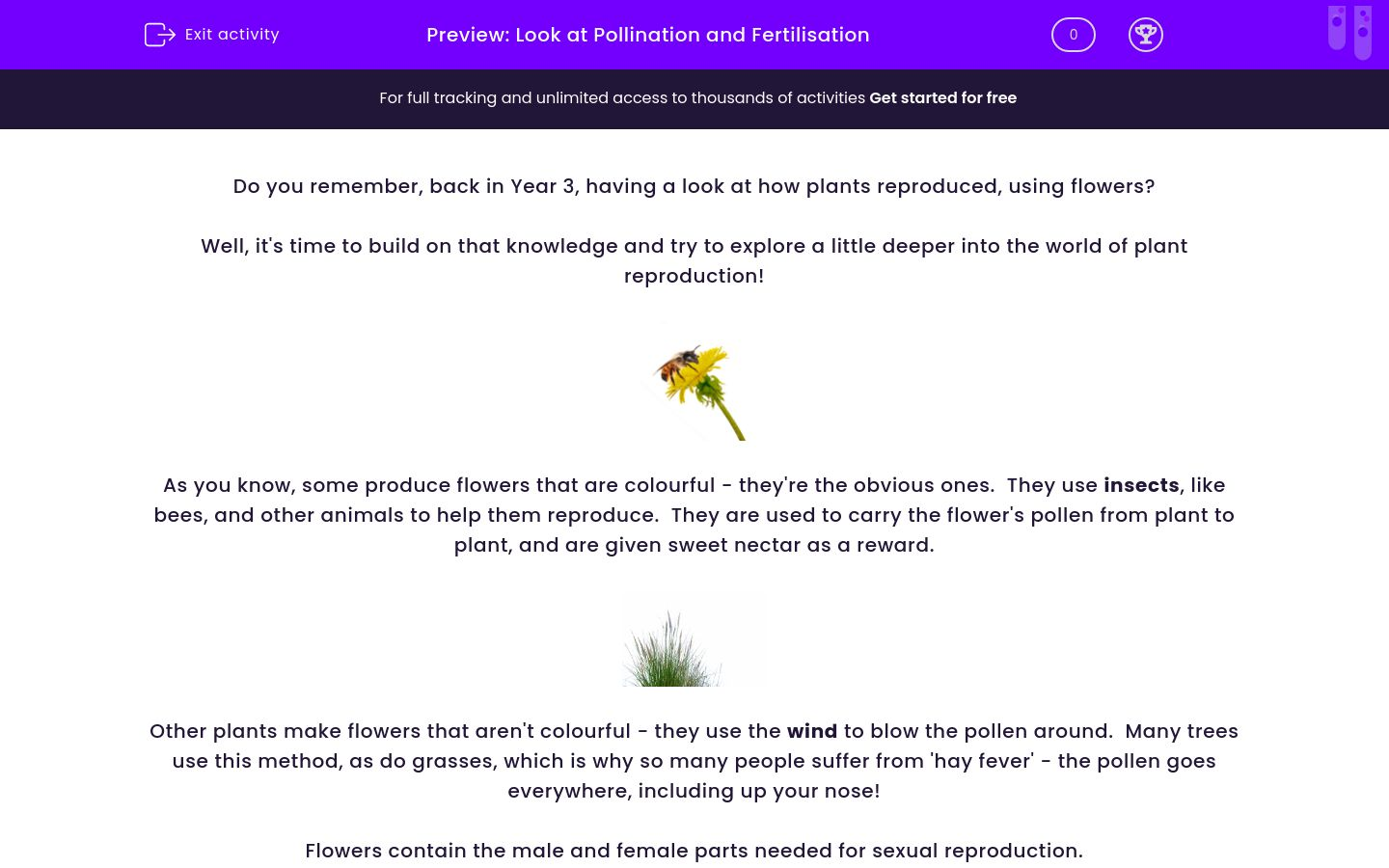 Look at Pollination and Fertilisation Worksheet - EdPlace