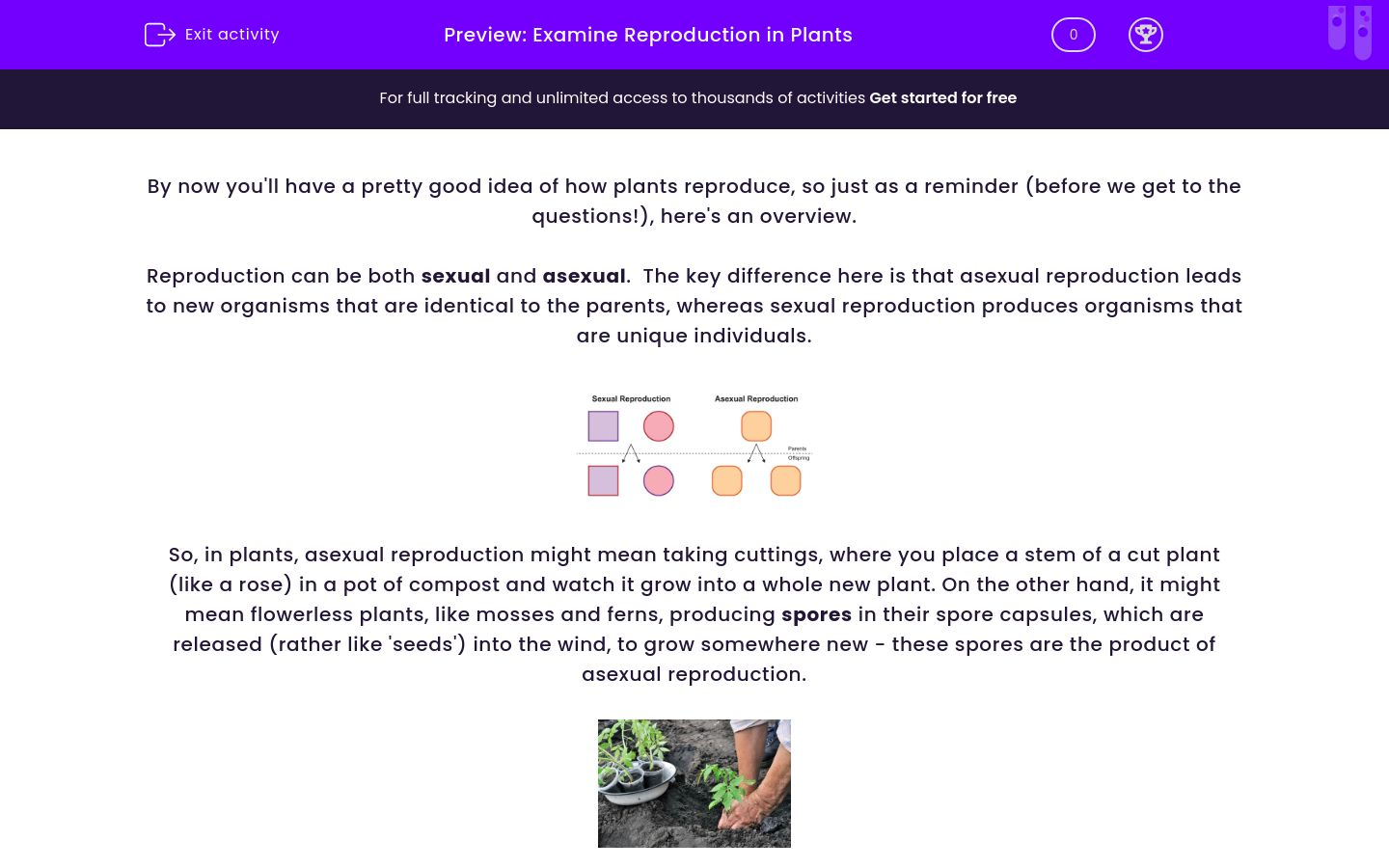 Examine Reproduction in Plants Worksheet - EdPlace