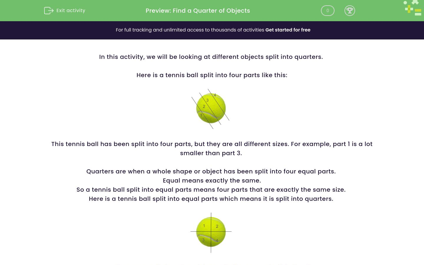 Find a Quarter of Objects Worksheet - EdPlace