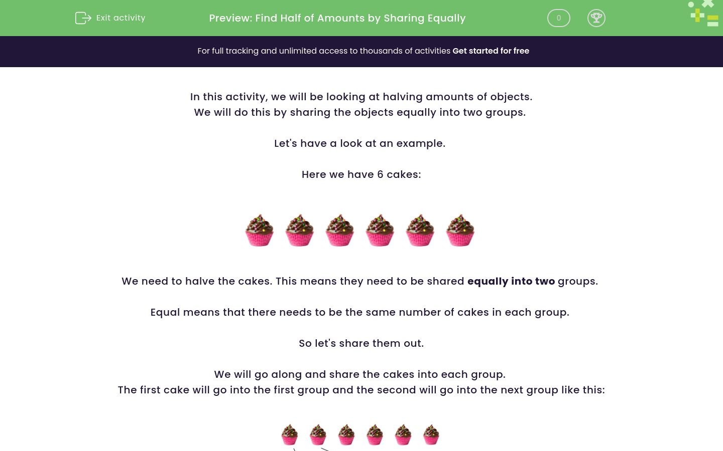 Find Half of Amounts by Sharing Equally Worksheet - EdPlace