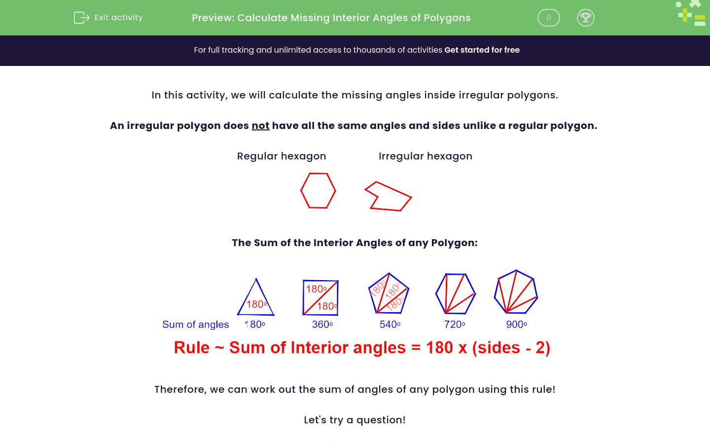 Calculate Missing Interior Angles of Polygons Worksheet - EdPlace