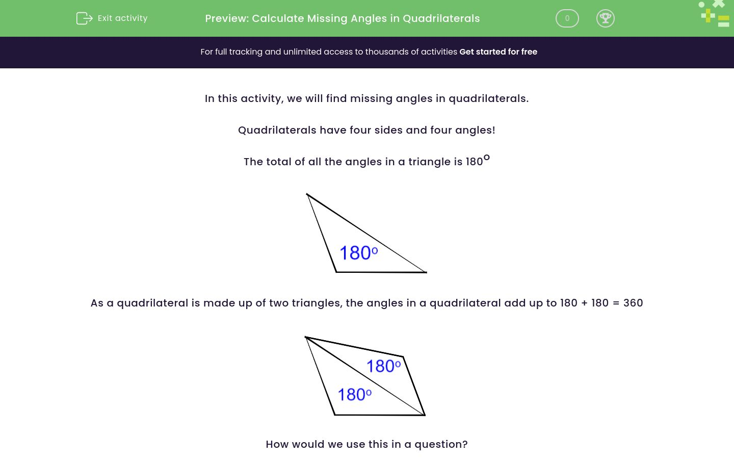 Calculate Missing Angles in Quadrilaterals Worksheet - EdPlace