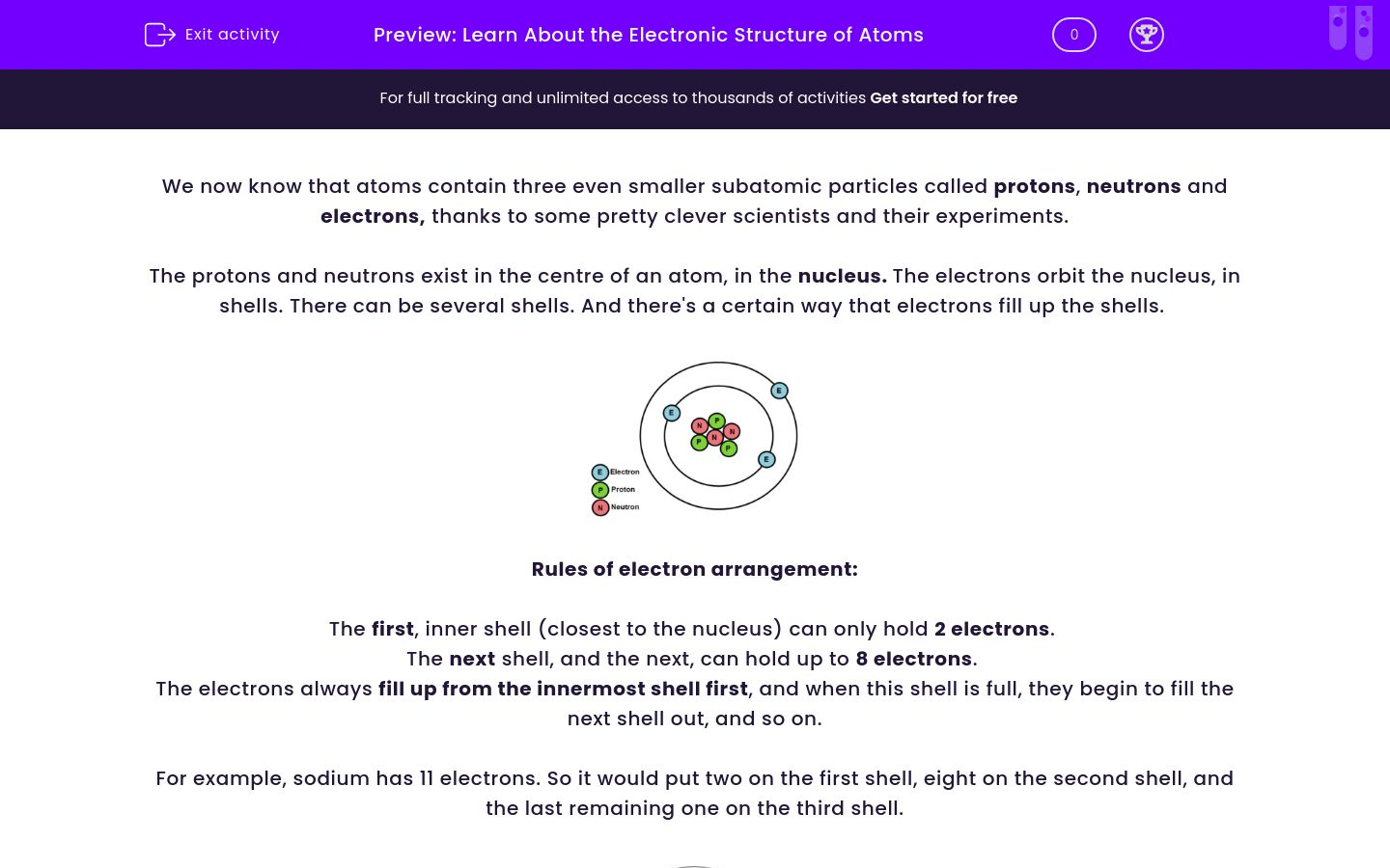 Learn About the Electronic Structure of Atoms Worksheet - EdPlace