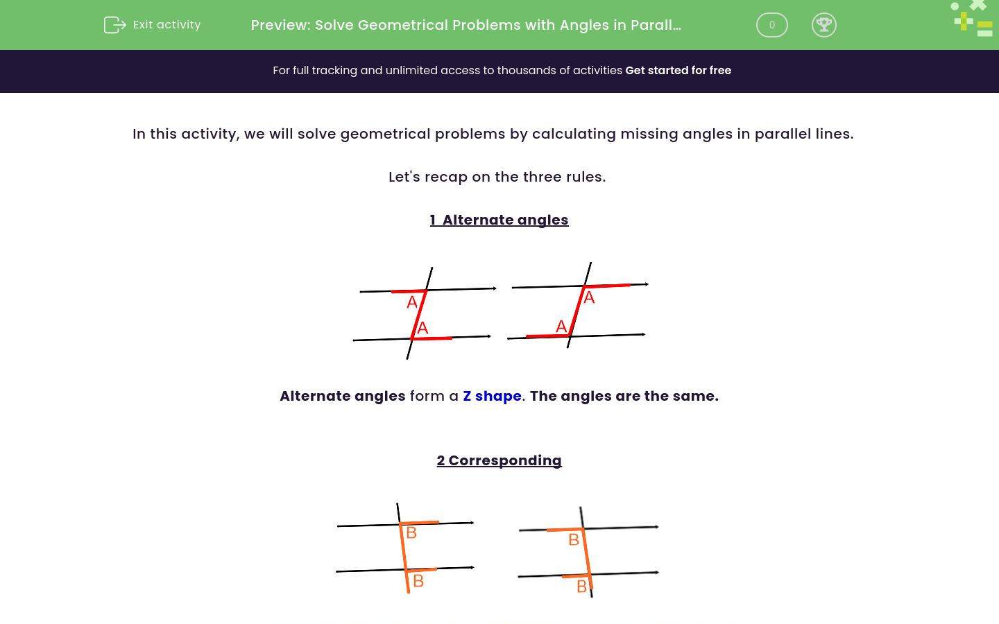 Solve Geometrical Problems with Angles in Parallel Lines Worksheet - EdPlace