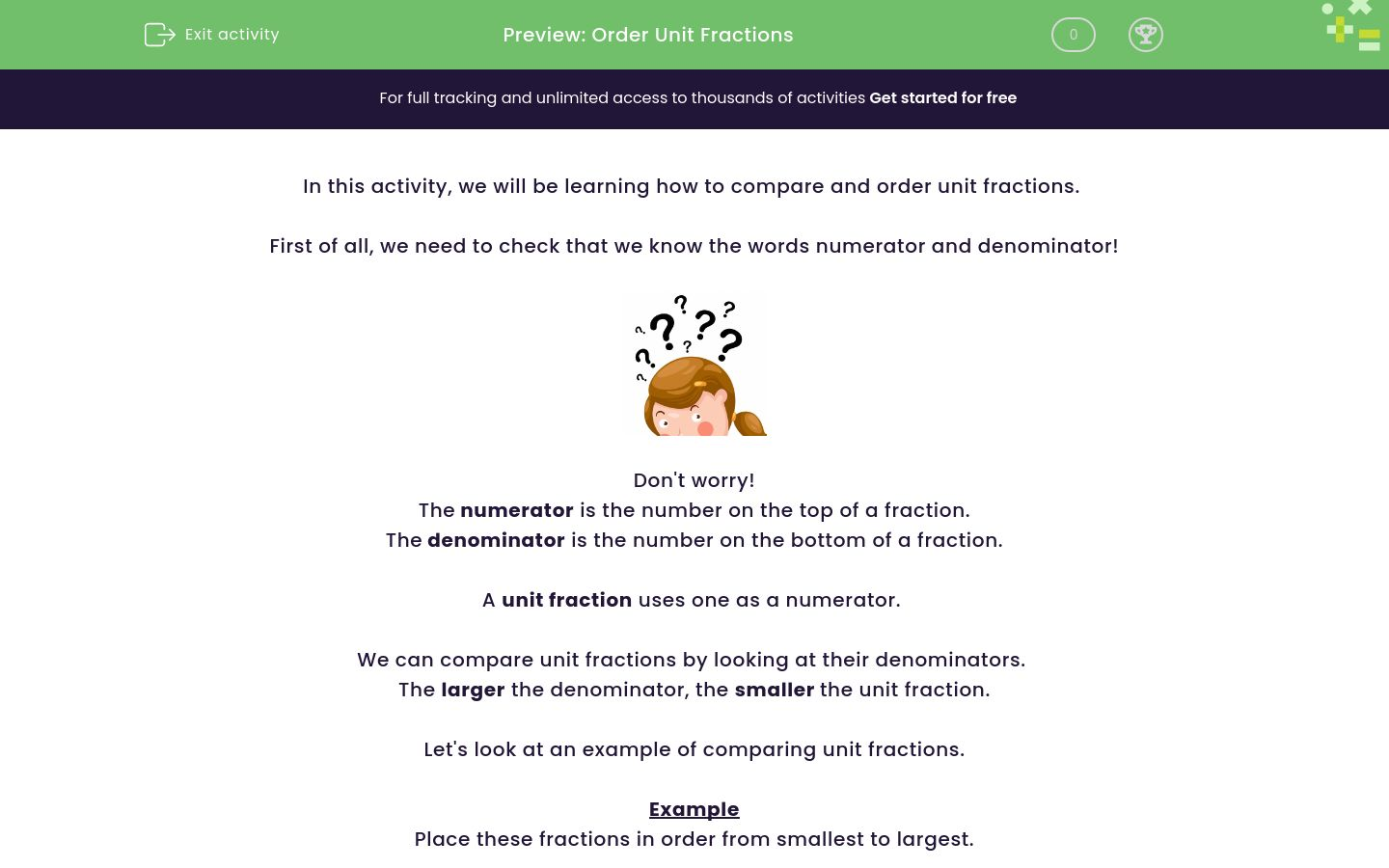 Order Unit Fractions Worksheet - EdPlace