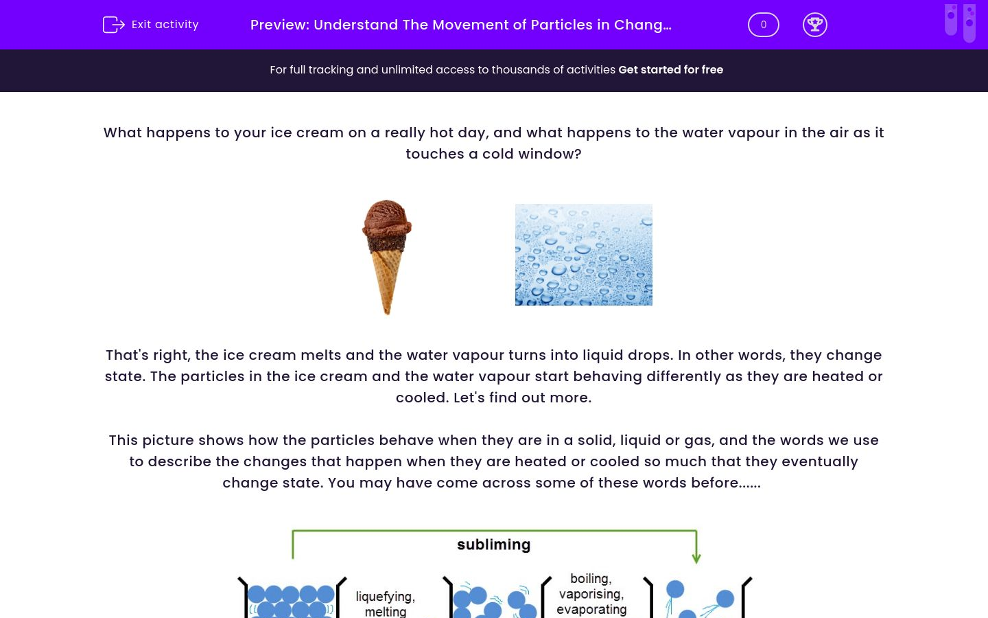 Understand The Movement of Particles in Changes of State Worksheet - EdPlace