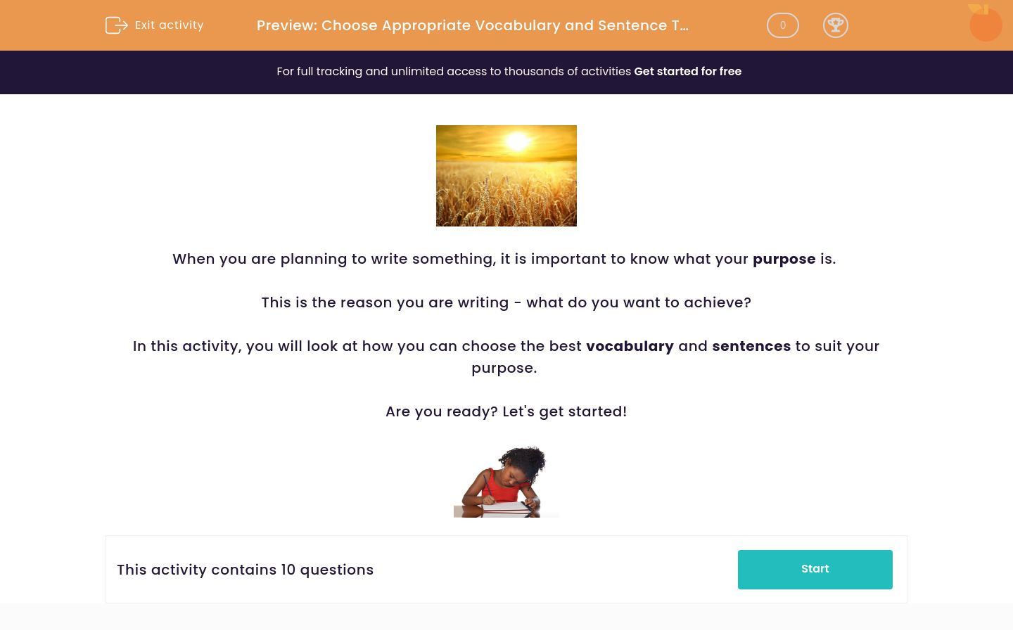 Choose Appropriate Vocabulary and Sentence Types Worksheet - EdPlace