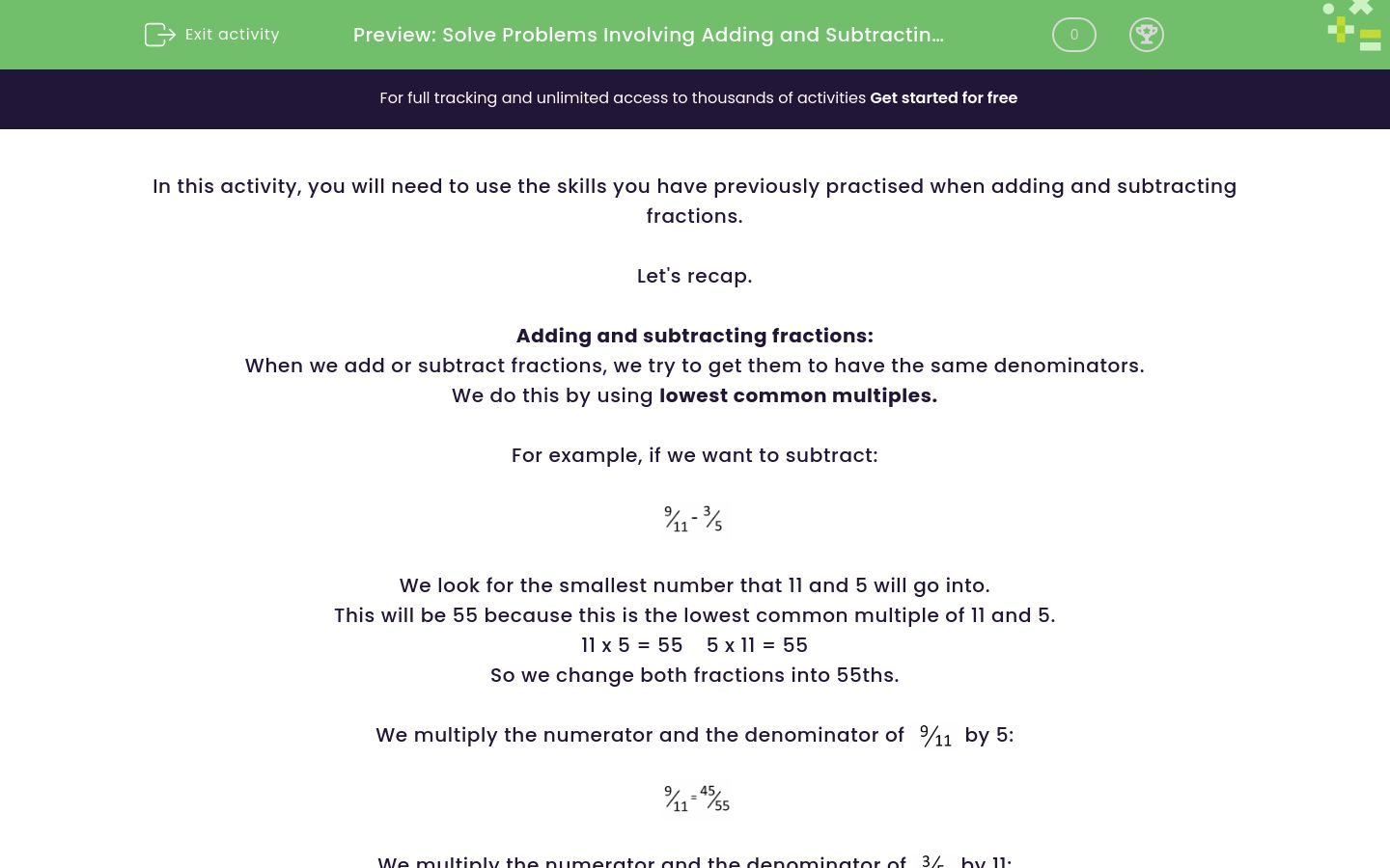 Solve Problems Involving Adding and Subtracting Fractions Worksheet ...