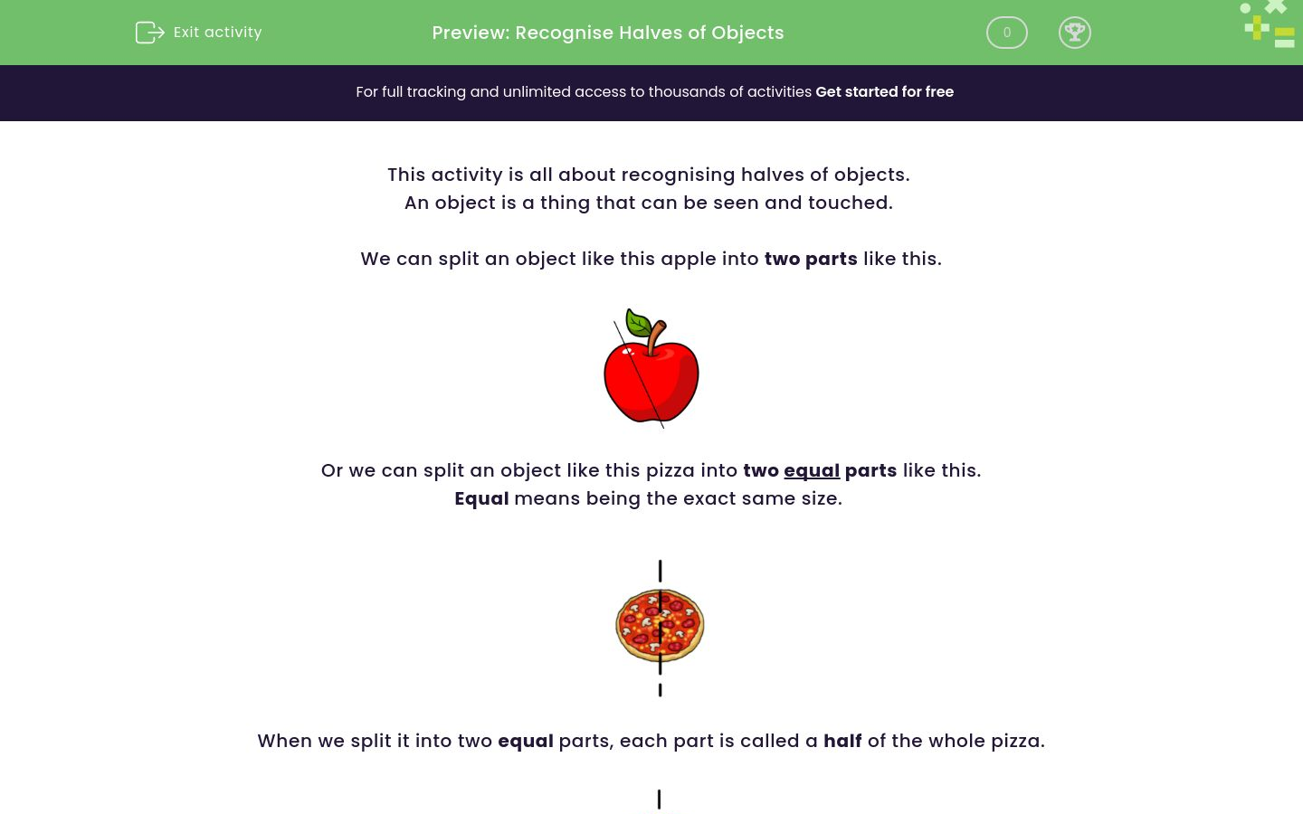 Recognise Halves of Objects Worksheet - EdPlace