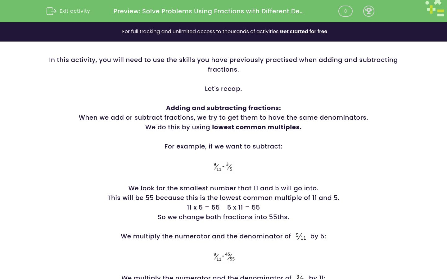 Solve Problems Using Fractions with Different Denominators Worksheet ...
