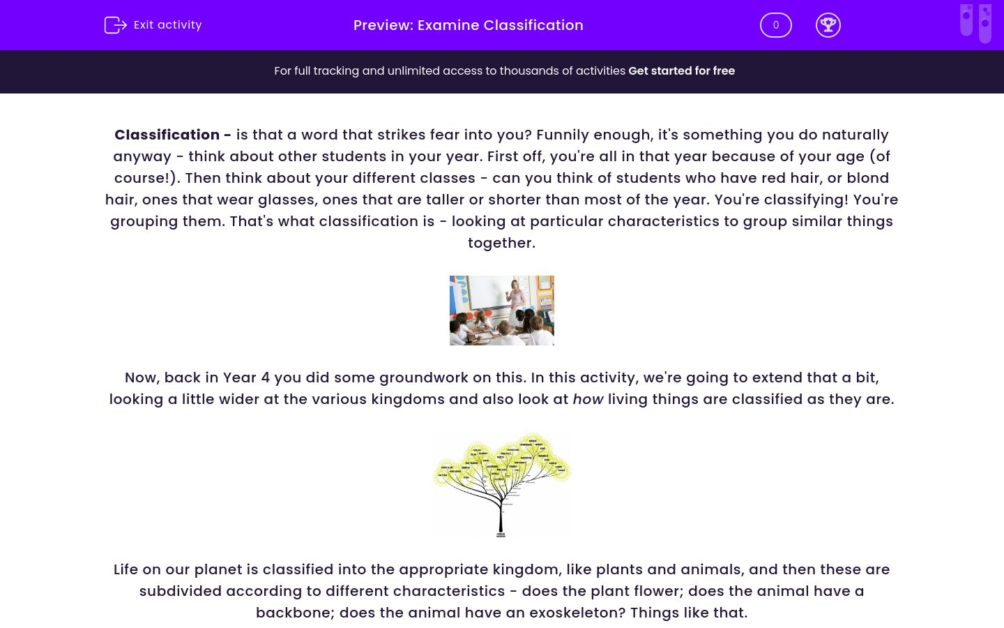 Examine Classification Worksheet - EdPlace
