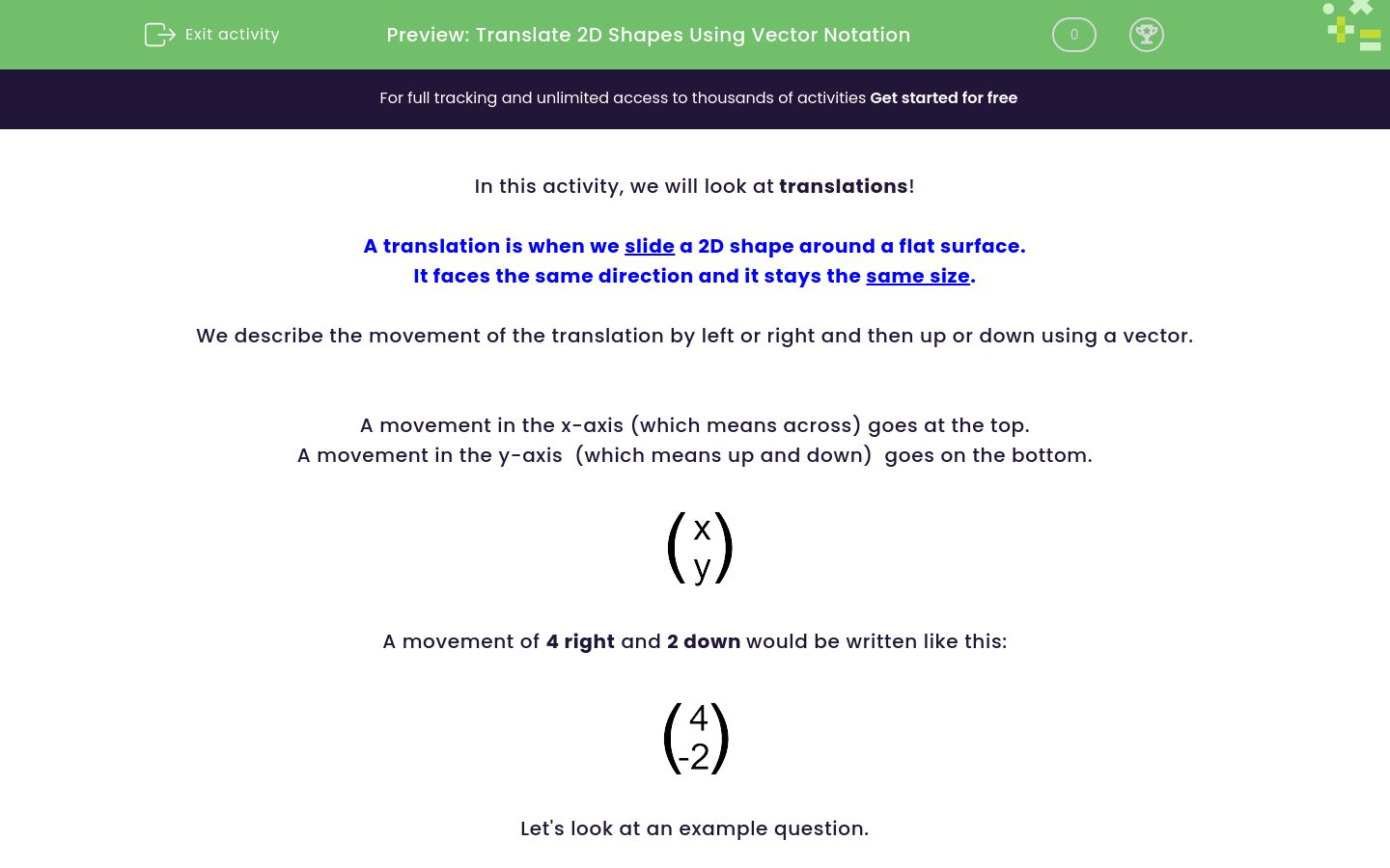 Translate the 2D Shapes Using Vector Notation Worksheet - EdPlace