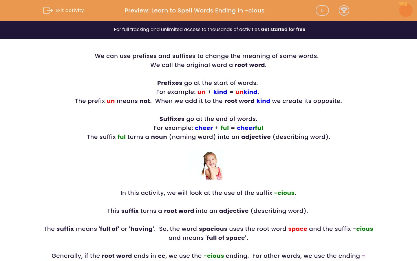 Learn to Spell Words Ending in -cious Worksheet - EdPlace