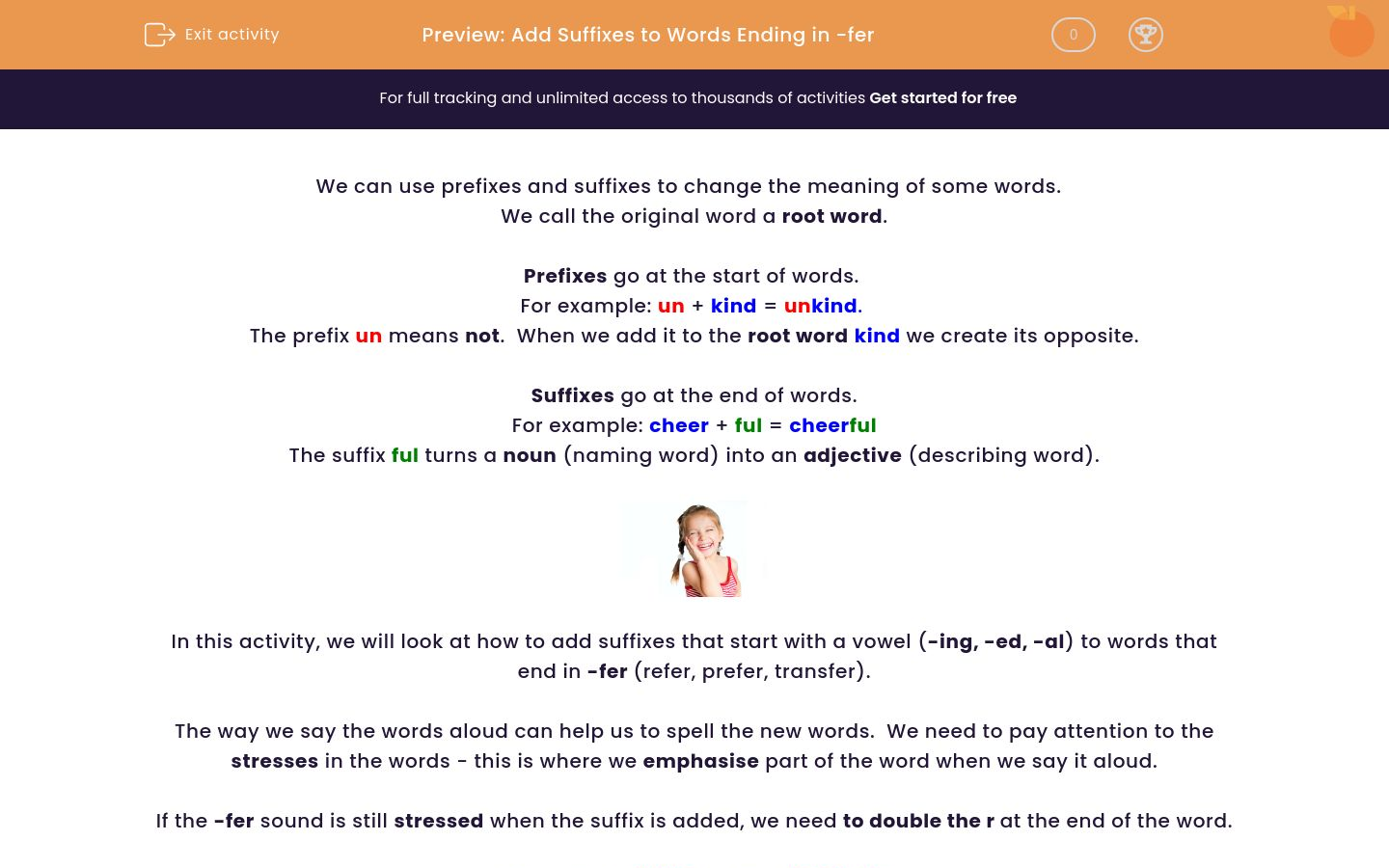 Add Suffixes to Words Ending in -fer Worksheet - EdPlace