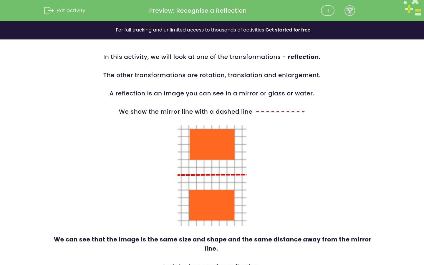 Recognise a Reflection Worksheet - EdPlace