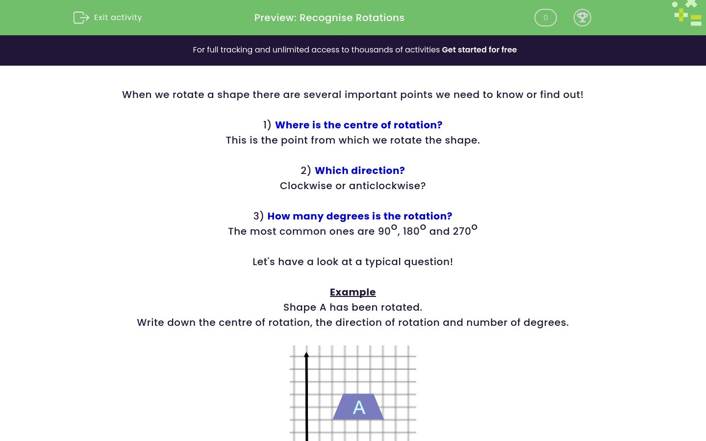 Recognise Rotations Worksheet - EdPlace