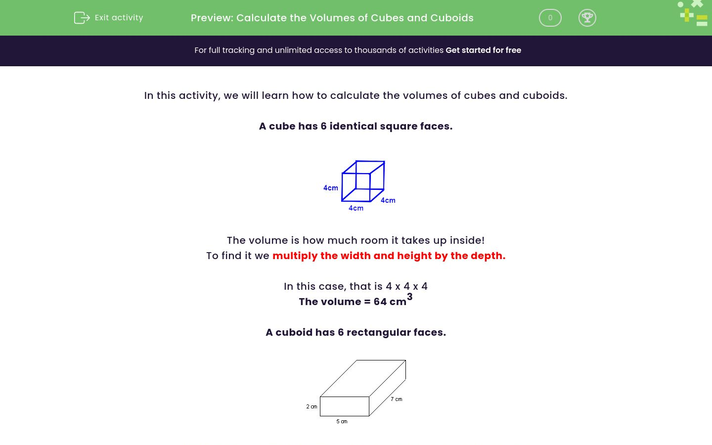Calculate the Volumes of Cubes and Cuboids Worksheet - EdPlace