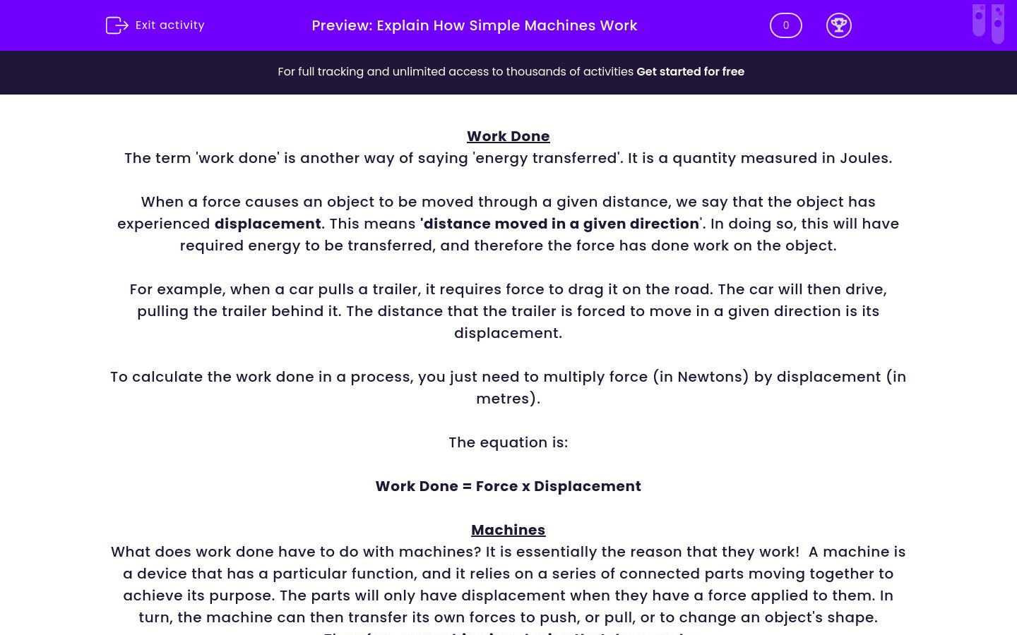 Explain How Simple Machines Work Worksheet - EdPlace
