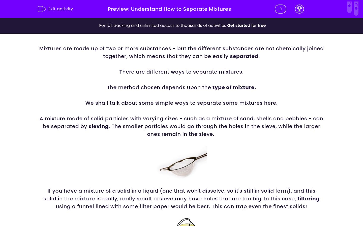 Understand How to Separate Mixtures Worksheet - EdPlace
