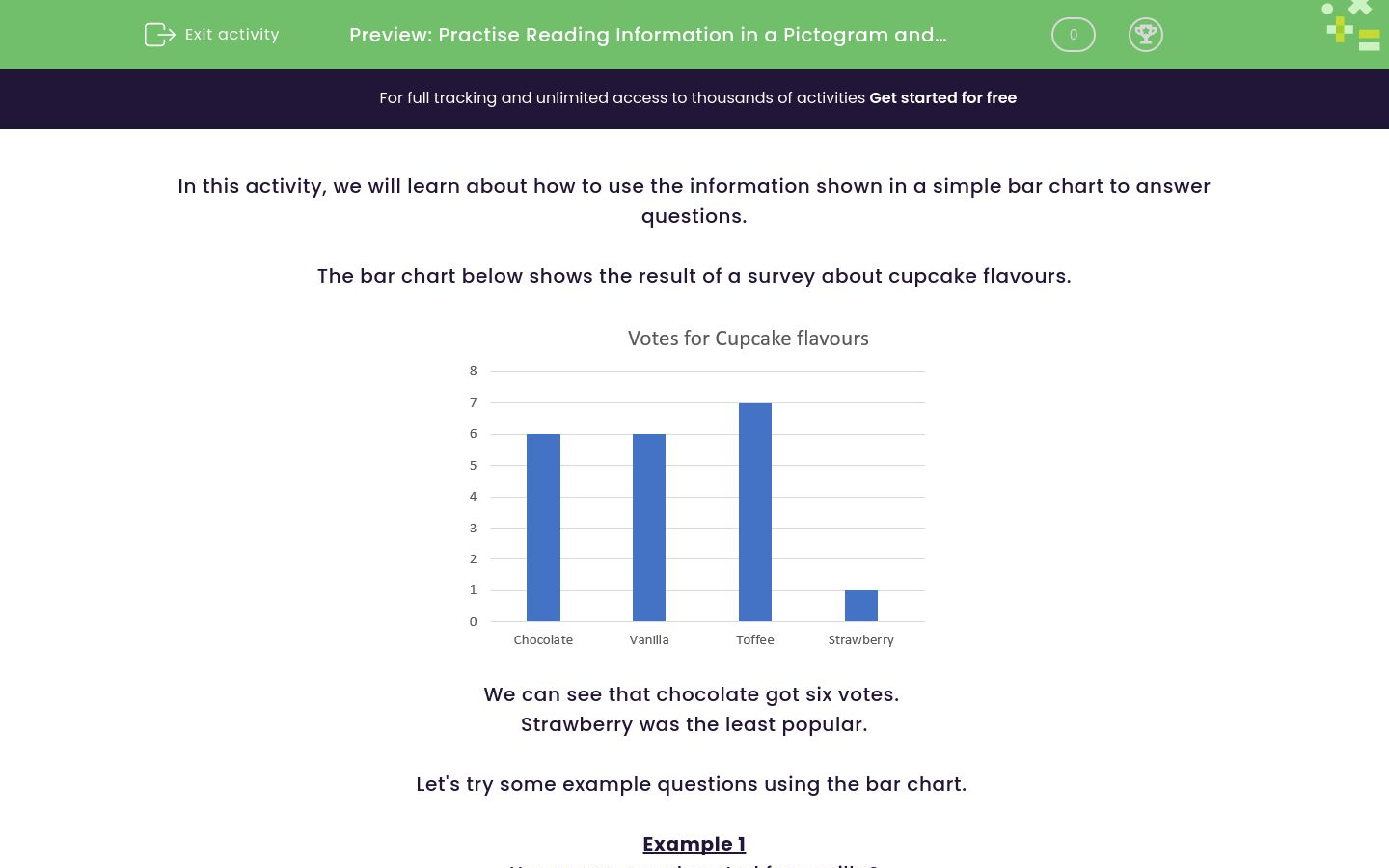 Practise Reading Information in a Pictogram and Bar Chart Worksheet ...