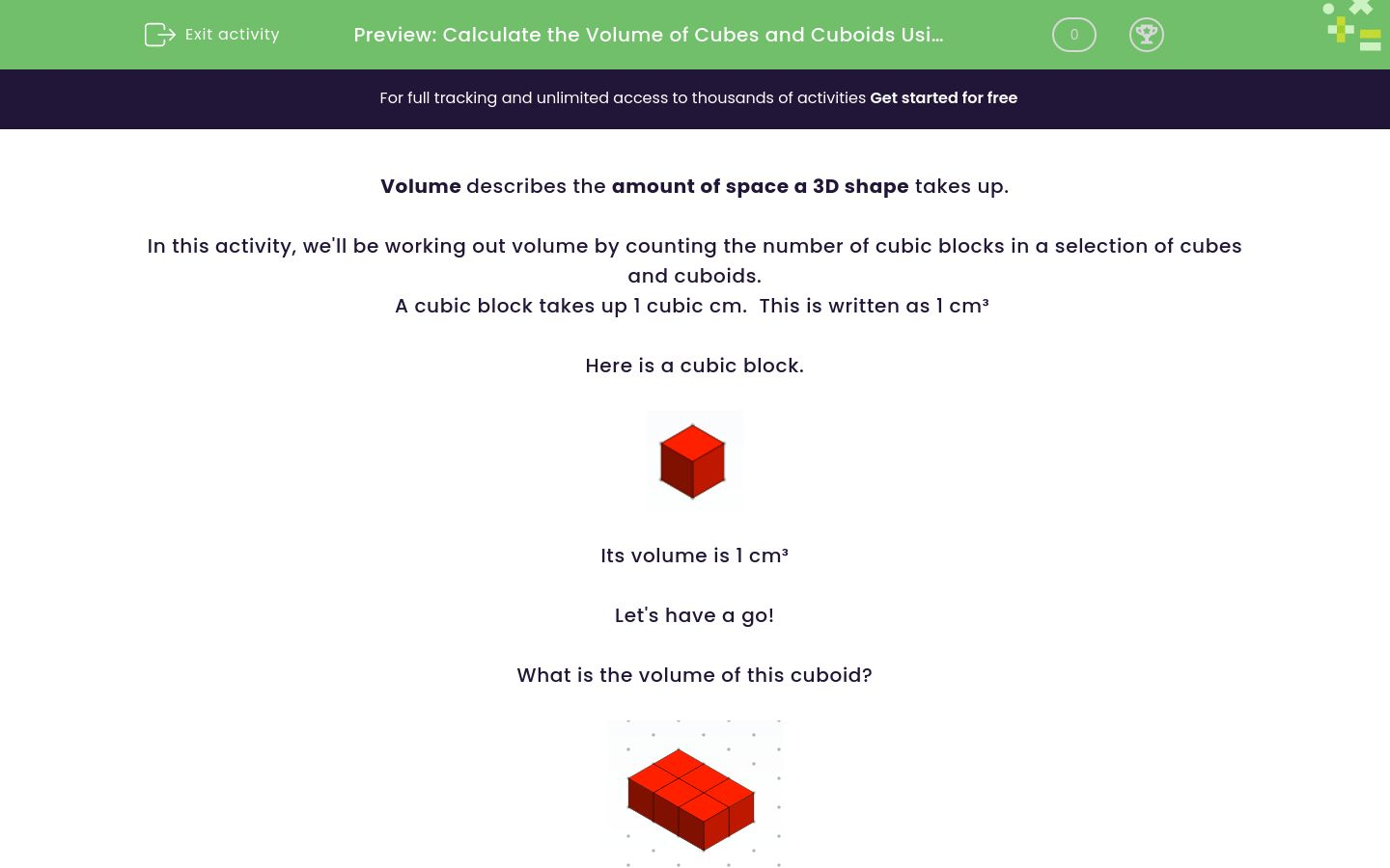 Calculate the Volume of Cubes and Cuboids Using 1 cm Cubes Worksheet ...