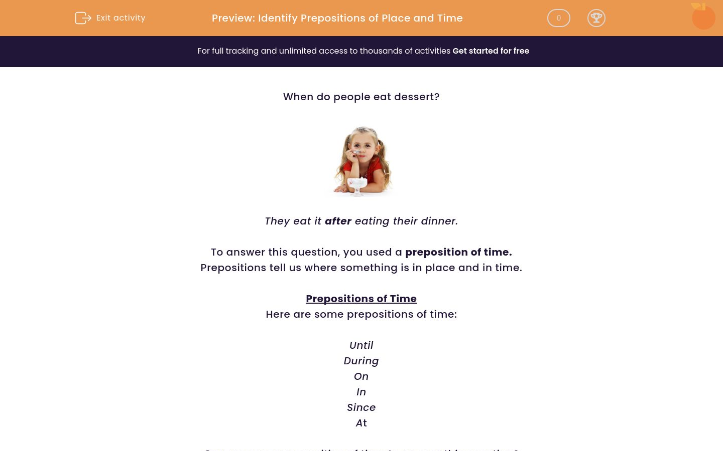 Identify Prepositions of Place and Time Worksheet - EdPlace