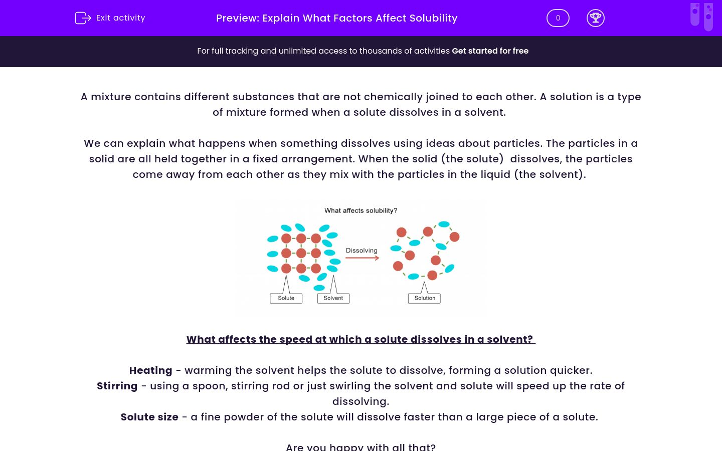 Investigate What Factors Affect Solubility Worksheet - EdPlace