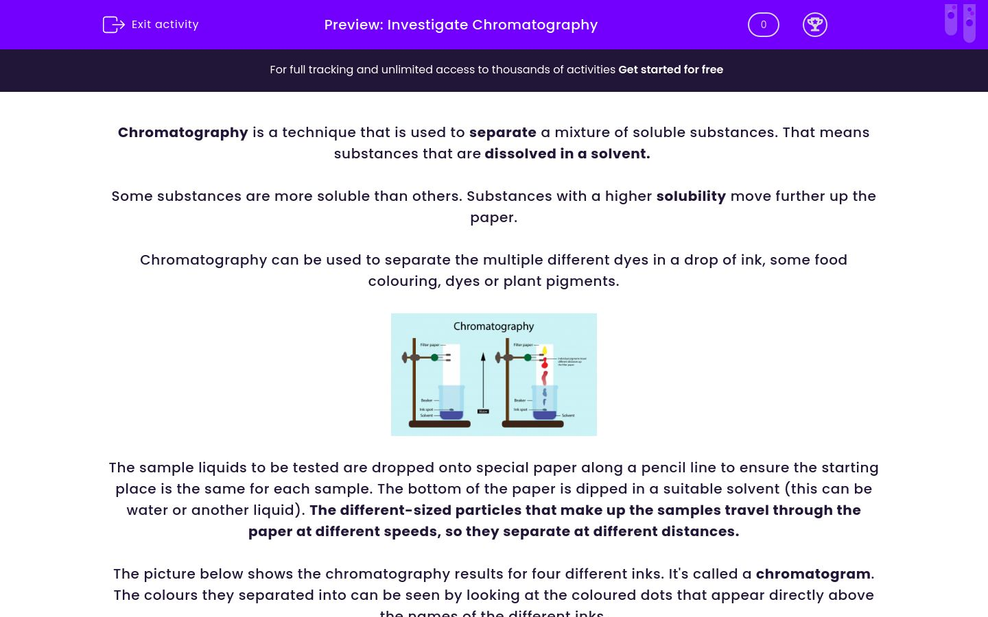 Investigate Chromatography Worksheet - EdPlace