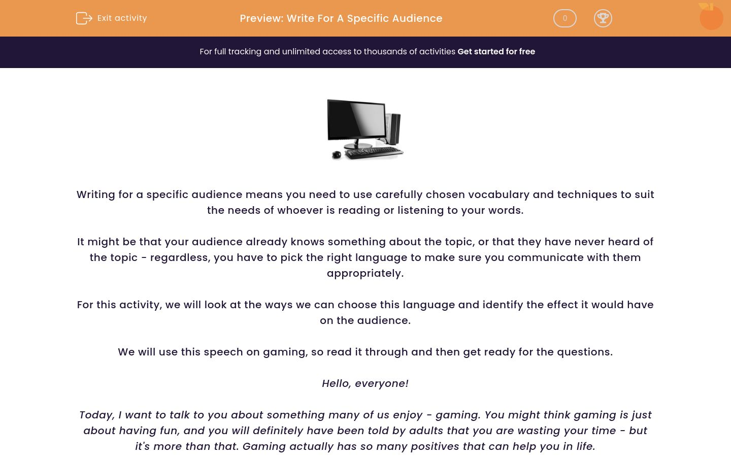 Write For A Specific Audience Worksheet - EdPlace