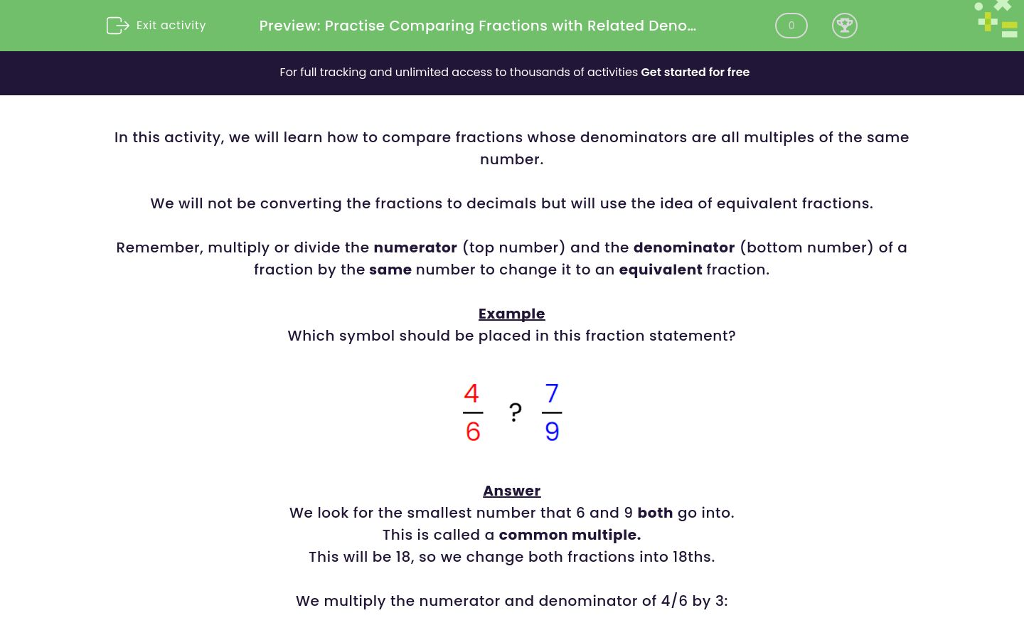 Practise Comparing Fractions with Related Denominators Worksheet - EdPlace