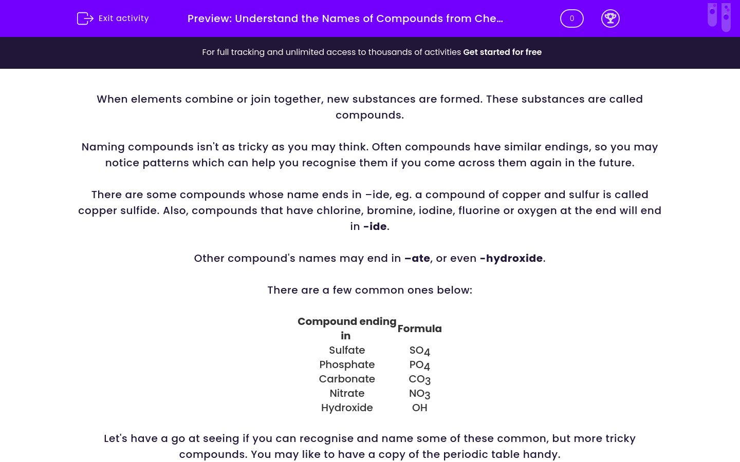Understand the Names of Compounds from Chemical Formulae Worksheet ...