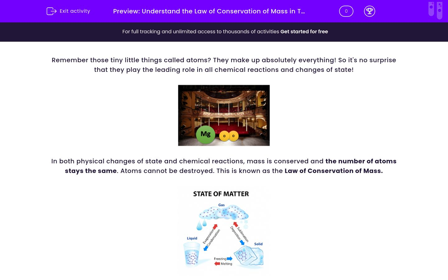 Understand the Law of Conservation of Mass in Terms of Atoms Worksheet ...