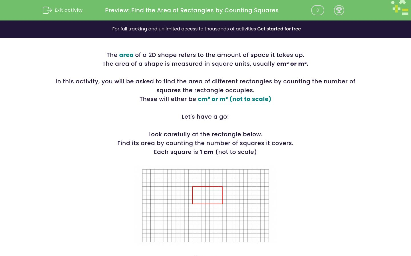 Find the Area of Rectangles by Counting Squares Worksheet - EdPlace