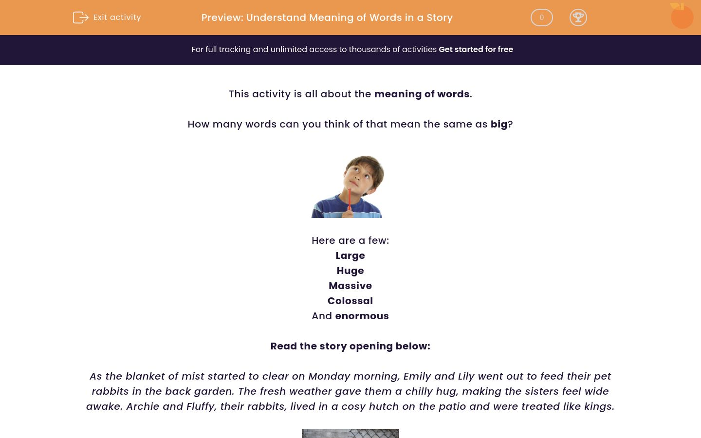 Understand Meaning of Words in a Story Worksheet - EdPlace