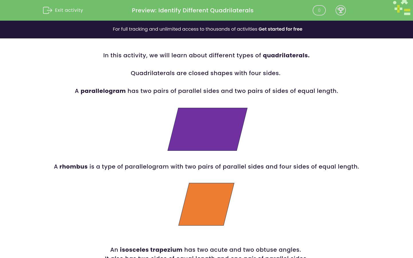 Identify Different Quadrilaterals Worksheet - EdPlace