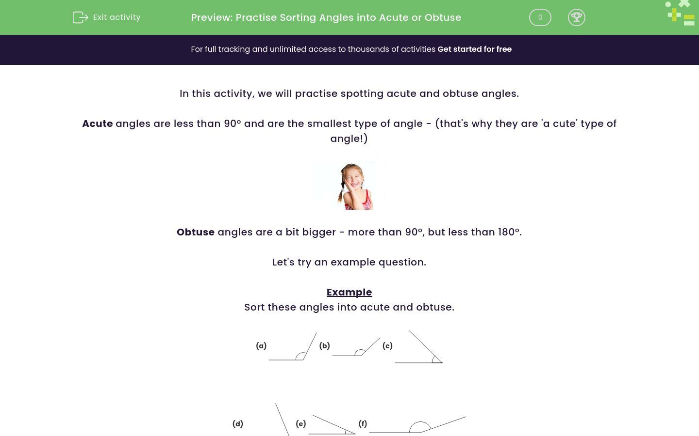 Practise Sorting Angles into Acute or Obtuse Worksheet - EdPlace