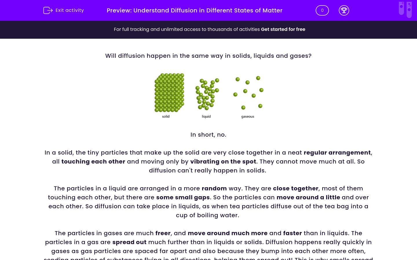 Understand Diffusion in Different States of Matter Worksheet - EdPlace
