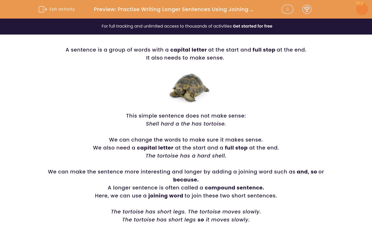 Practise Writing Longer Sentences Using Joining Words Worksheet - EdPlace