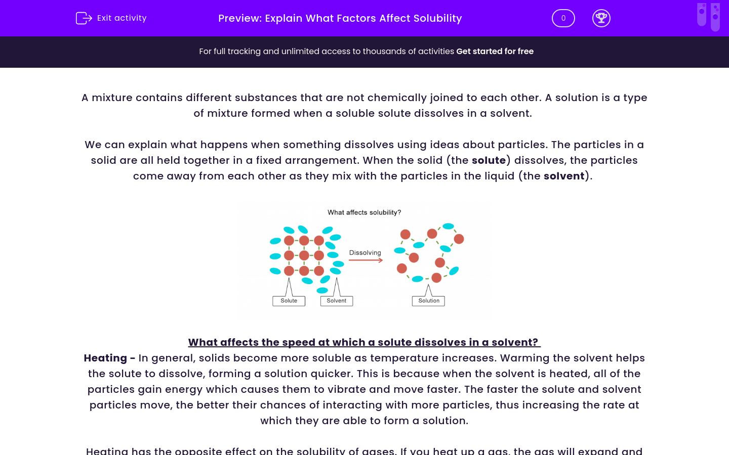 Explain What Factors Affect Solubility Worksheet - EdPlace