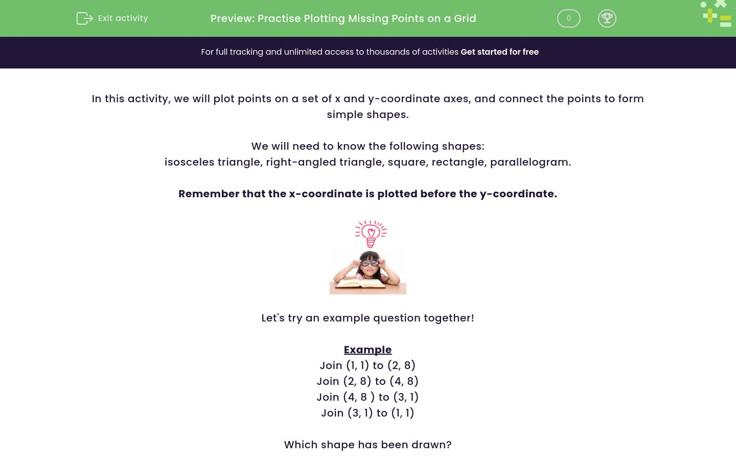 Practise Plotting Missing Points on a Grid Worksheet - EdPlace
