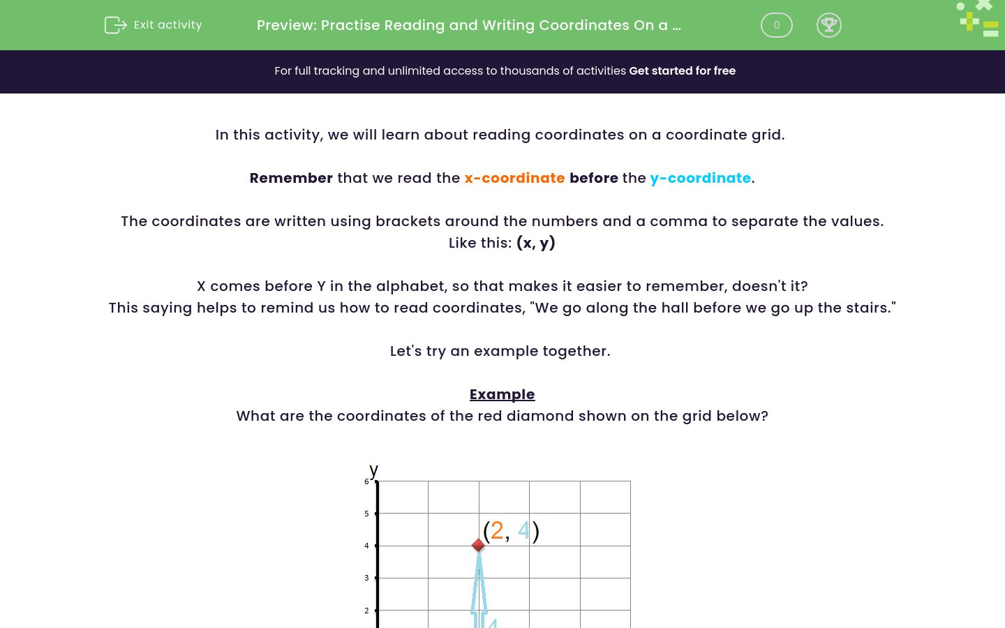 Practise Reading and Writing Coordinates On a Grid Worksheet - EdPlace