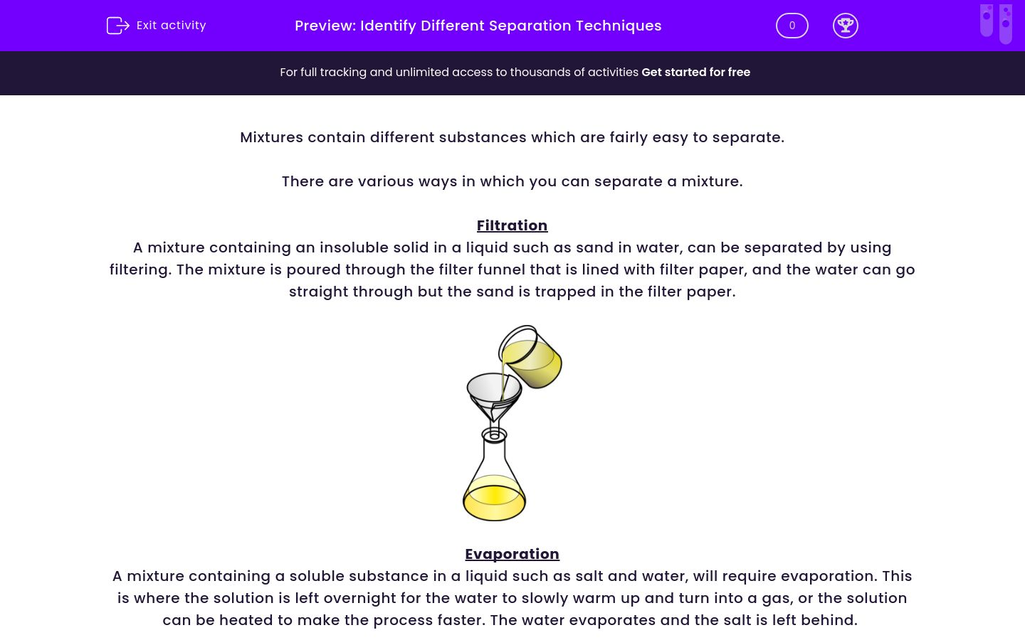 Identify Different Separation Techniques Worksheet - EdPlace