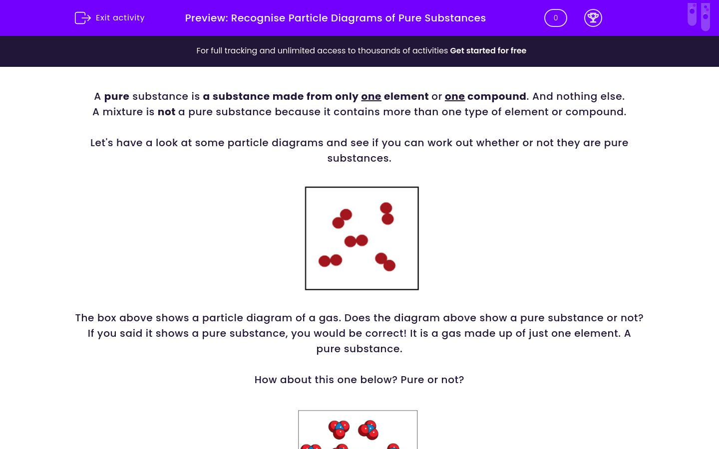 Recognise Particle Diagrams of Pure Substances Worksheet - EdPlace