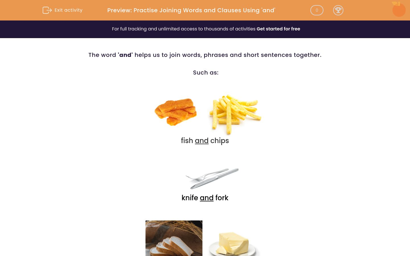 Practise Joining Words and Clauses Using 'and' Worksheet - EdPlace