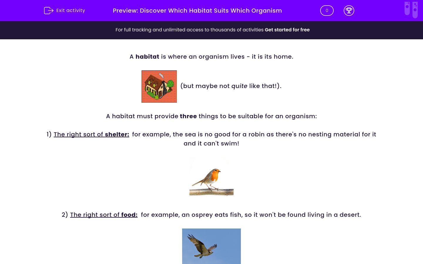Discover Which Habitat Suits Which Organism Worksheet - EdPlace
