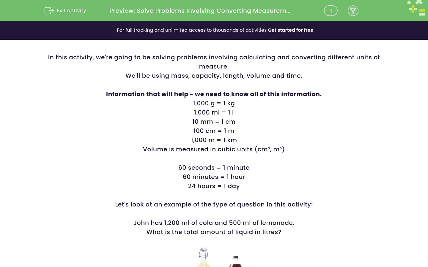 Solve Problems Involving Converting Measurements Worksheet - EdPlace