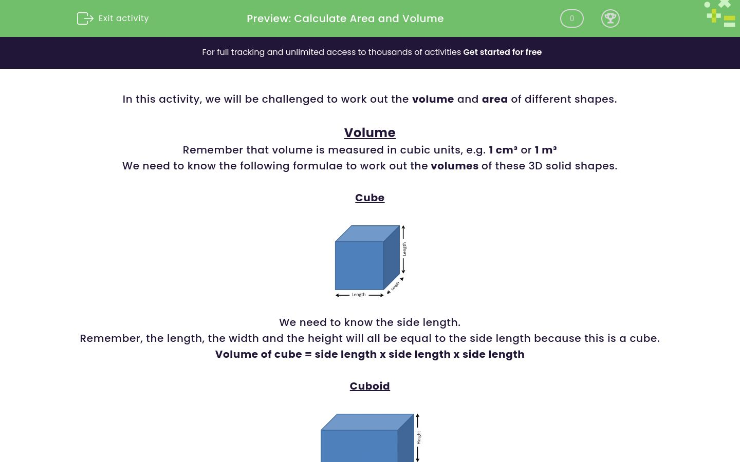 Calculate Area and Volume Worksheet - EdPlace