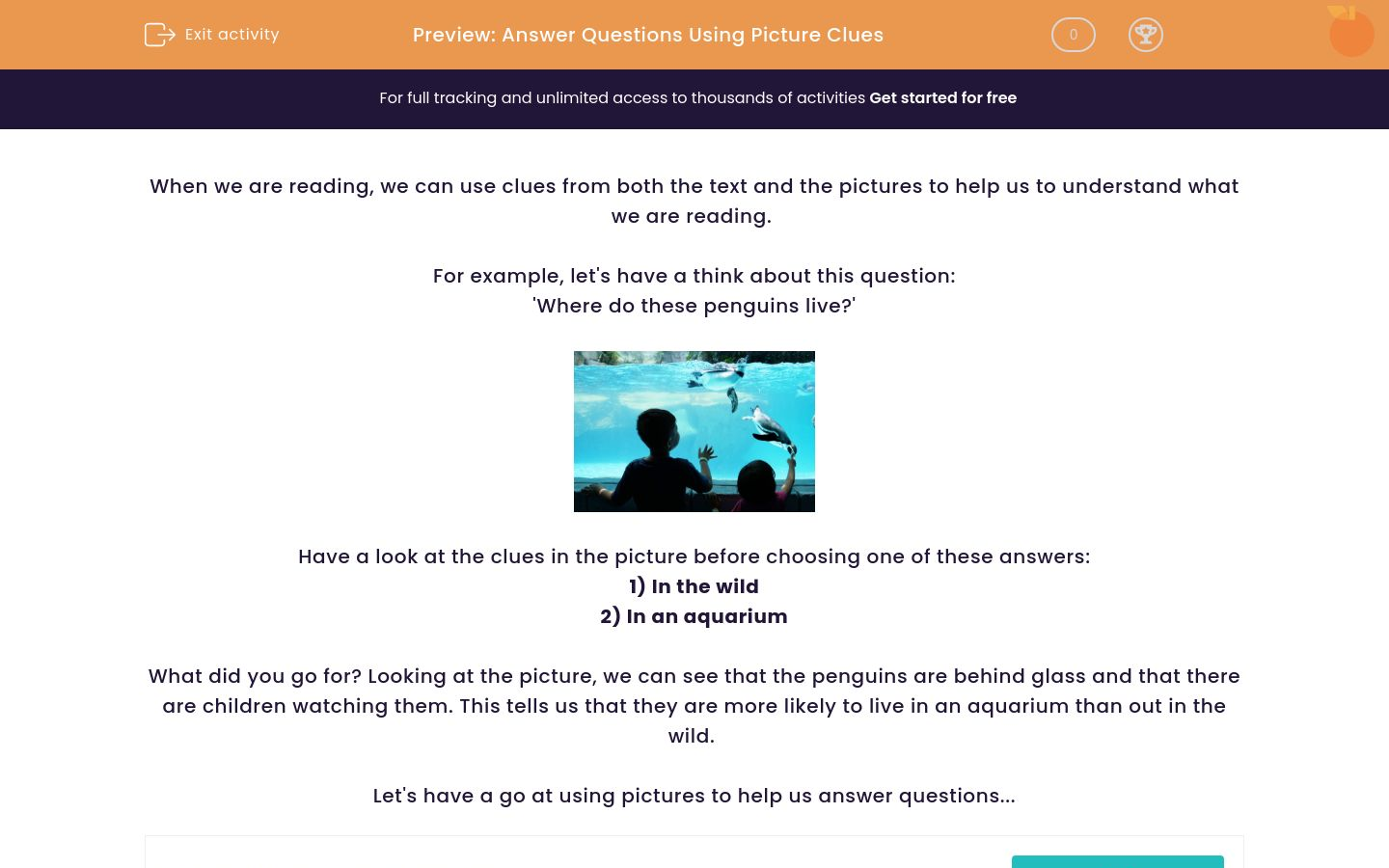 Answer Questions Using Picture Clues Worksheet - EdPlace