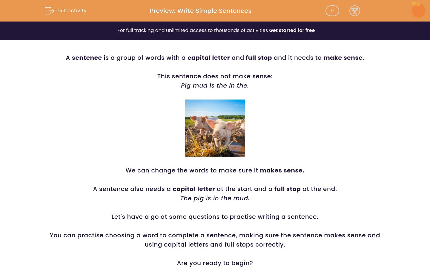 Practise Writing Simple Sentences Worksheet - EdPlace